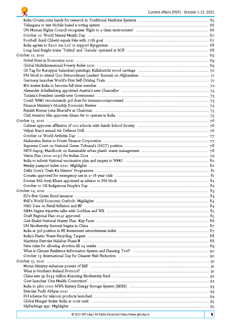 Gk Today-Monthly Current Affairs-Compilation October 2021-English ...